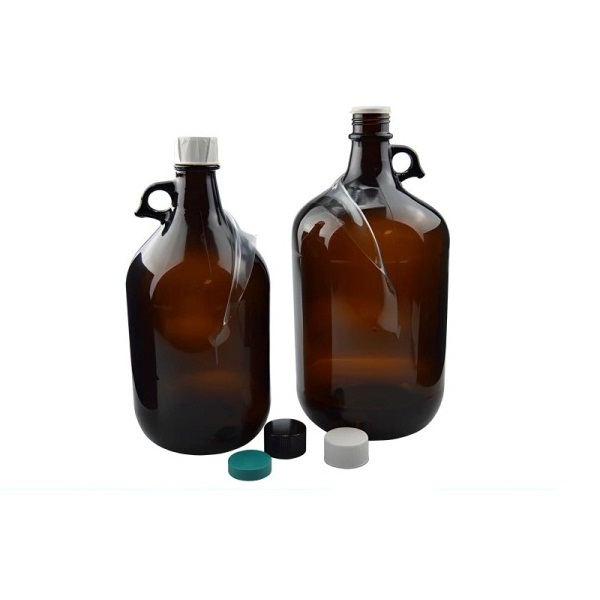 Qorpak 135oz (4,000ml) Safety Coated Amber Jug with Pour Out Neck ...
