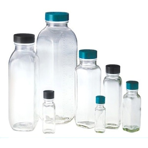 Qorpak 8oz (240ml) Clear French Square with 43-400 Green Thermoset F217 ...