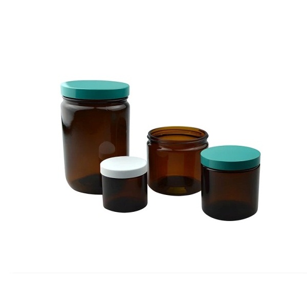 Qorpak 2oz (60ml) Amber Glass Straight Sided Round with 53-400 White ...