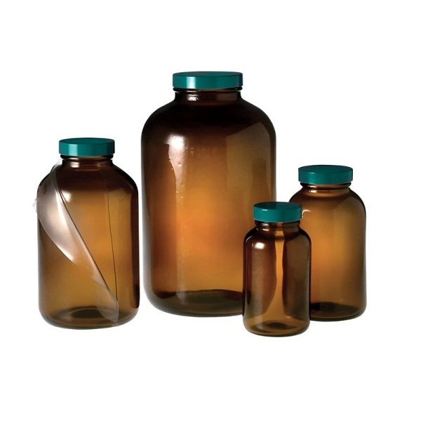 Qorpak 17oz (500ml) Safety Coated Amber Wide Mouth Packer with 53-400 ...