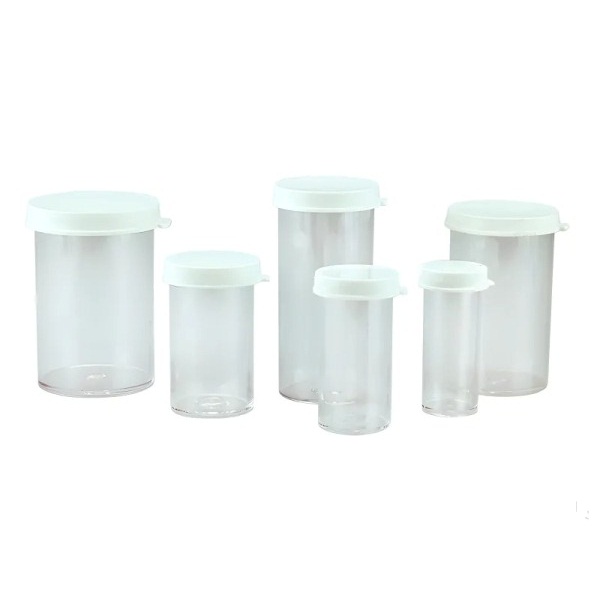 Qorpak 29 x 87mm 15 dram (55 ml) Clear PS Snap Cap Vial with 37mm White ...