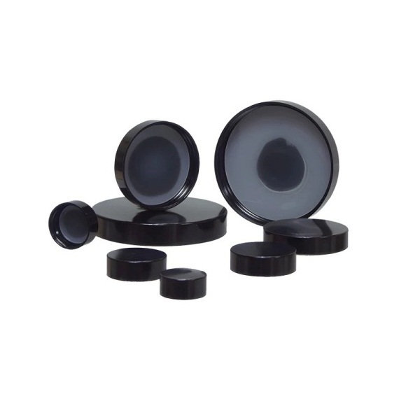 Qorpak 63-400 Black Phenolic Cap with Solid PE Liner, 600/Cs CAP-00298