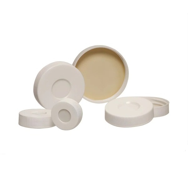 Qorpak 28-400 White Polypropylene Hole Cap with Bonded PTFE/Silicone ...