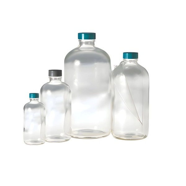 Qorpak 16oz (480ml) Safety Coated Clear Boston Round with 28-400 Black ...