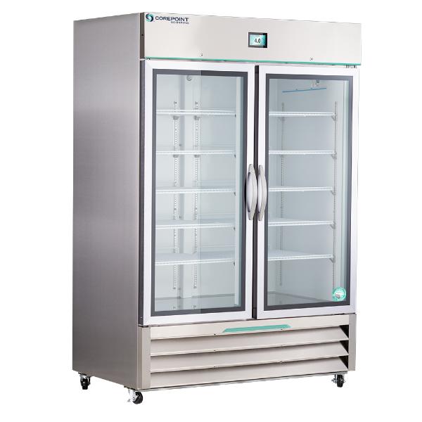 Corepoint Scientific 49 cu. ft. Double Glass Door Stainless Steel White ...