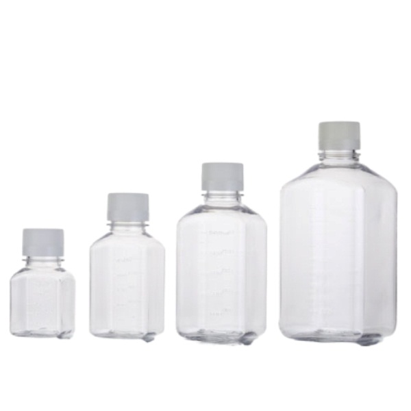 Dynalon Square Media Bottle, 1000ml, PET, Sterile, CS/24 SMB1000T