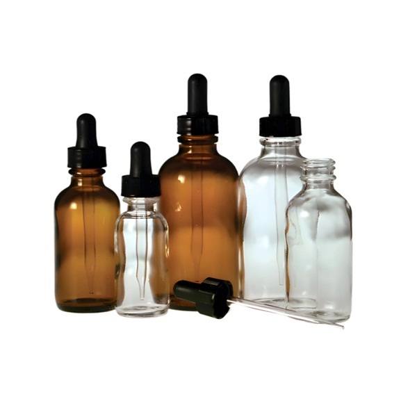 Qorpak 4oz (120ml) Clear Round Dropper Bottle with 22-400 Black PP ...