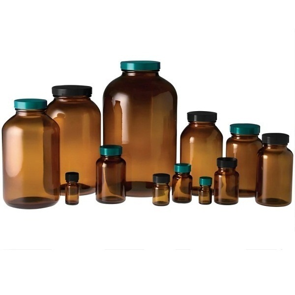 Qorpak 8.5oz (250ml) Amber Wide Mouth Packer with 45-400 Black PP Cap ...