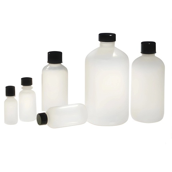Qorpak 4oz (120ml) Natural LDPE Boston Round with 24-410 Black Phenolic ...