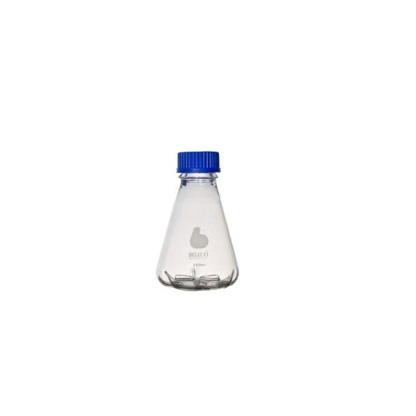 Bellco Shake Flask w/ 3 Side, 3 Bottom Baffle, Membrane Cap & Pouring ...