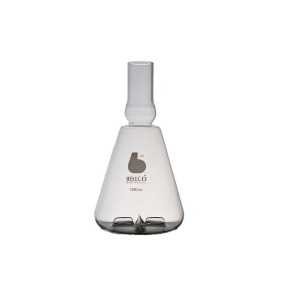 Bellco Shake Flask w/ 4 Bottom Baffles Constriction & DSN, 1000mL 38mm ...