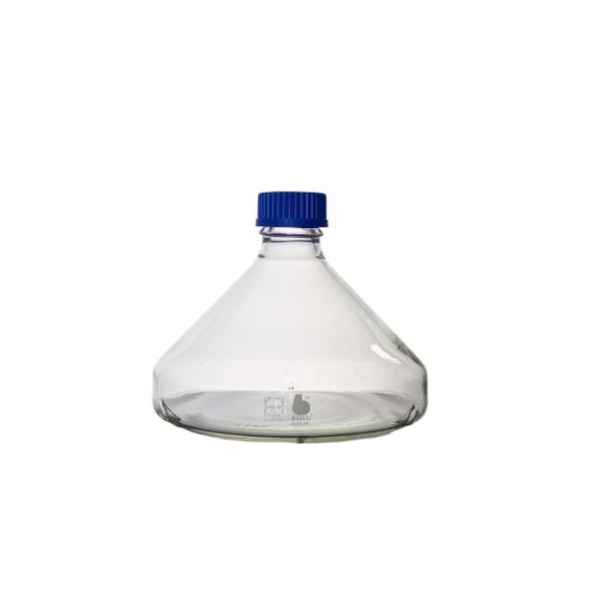 Bellco Fernbach Flask w/ 3 Side Baffles & Blue PP Linerless Cap, 1800mL ...