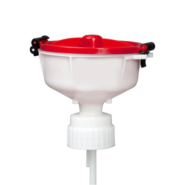 Bellco EZwaste 8" Safety Funnel, HDPE, Red Lid, VersaCap 80mm, 1/EA ...