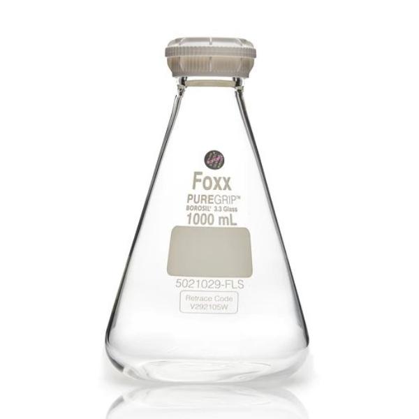 Bellco Puregrip Glass Flasks, Erlenmeyer, Clear, GL45 VersaCap, 1,000mL ...