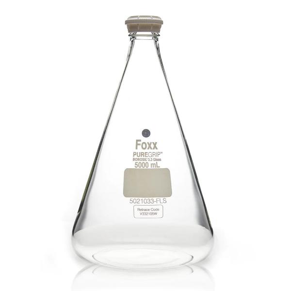 Bellco Puregrip Glass Flasks, Erlenmeyer, Clear, GL45 VersaCap, 5,000mL ...