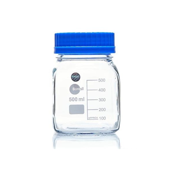 Bellco Borosil Reagent Square Bottles GL80 PP Screw Cap PP Pouring Ring ...