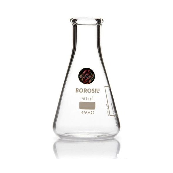 Bellco Borosil Flasks, Erlenmeyer, Narrow Mouth, Ground w/ Stoppers ...