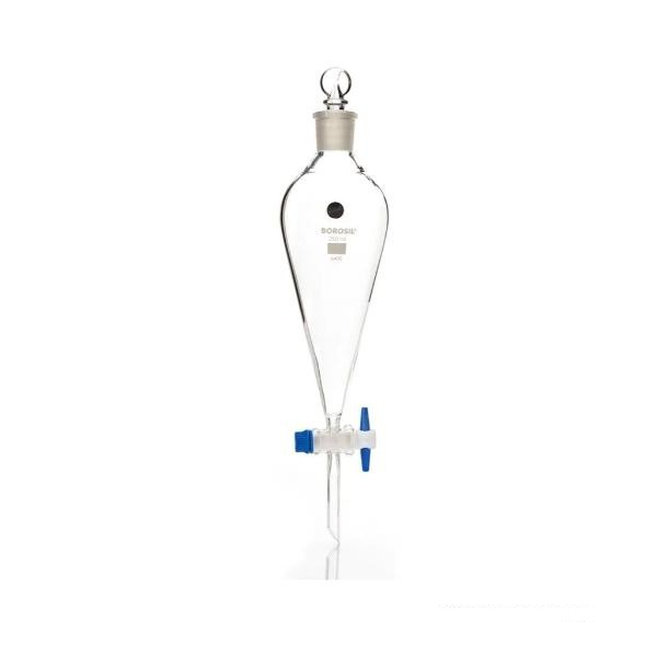 Bellco Borosil Funnels, Separatory, Pear-Shaped, PTFE Screw Thread, 1 ...