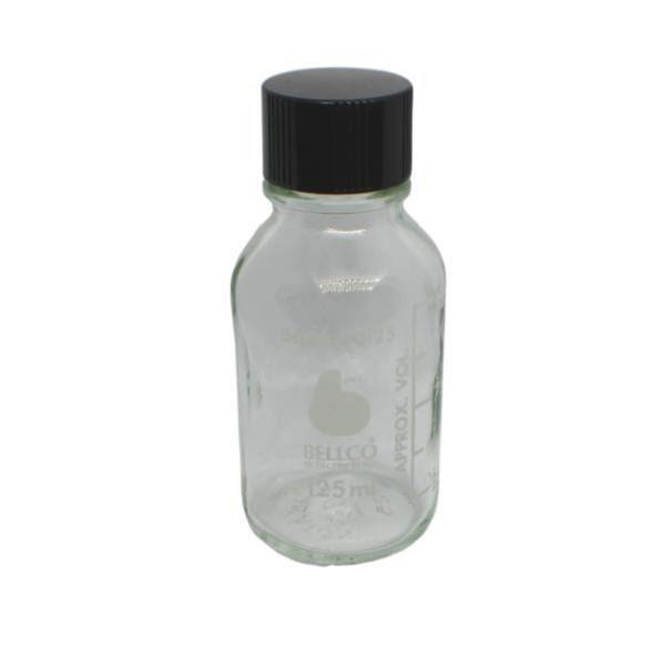 Bellco Media Storage Bottle, 125mL With 33mm Black Cap, 12/CS 5636-00125