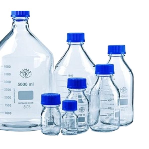 Bellco Media Bottle W/Blue S/Cap, 250mL Simax, 10/CS 5637-80250