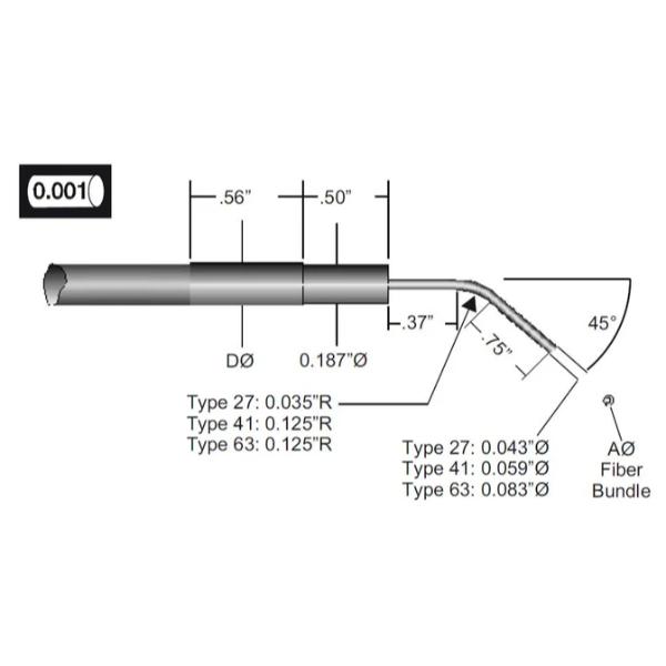 Dolan-Jenner 914mm BMY & EMY Fiber Optics, Small 45 Degree End, PVC ...