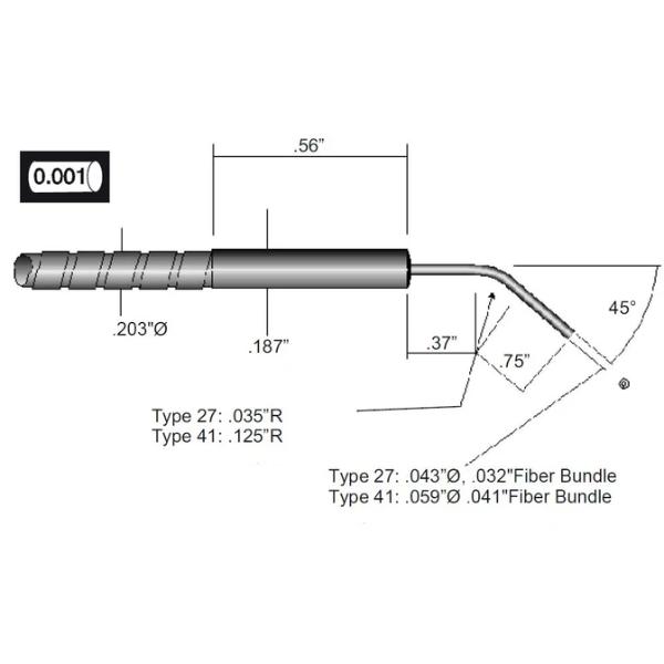 Dolan-Jenner 914mm BXMY Fiber Optics, Small 45 Degree End, Stainless ...