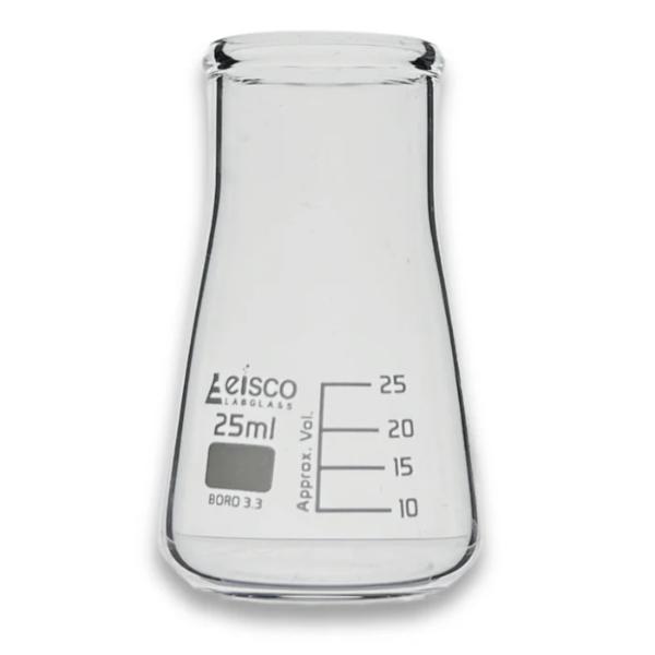 Eisco 25mL Conical Flask, Wide Neck, Borosilicate Glass, Heat Resistant ...