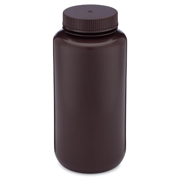 Globe Scientific Diamond Essentials Bottle, Wide Mouth, Round Amber ...