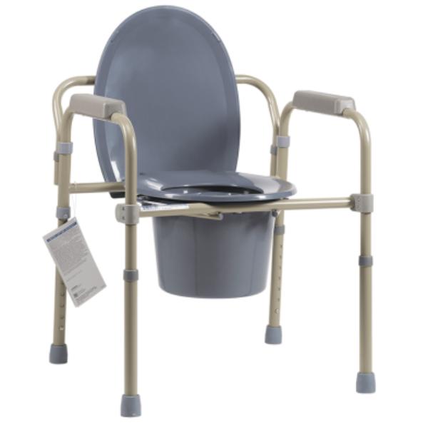 Dynarex Elongated Folding Bedside Commode, Steel, 1Pc/Bx 10373