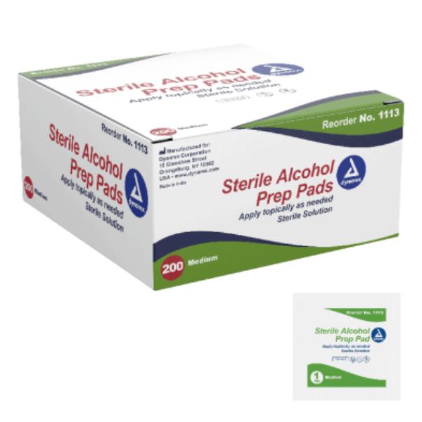 Dynarex Alcohol Prep Pad - Sterile, Medium, 10/200/Cs 1113