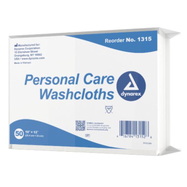 Dynarex Personal Care Washcloth, 10" x 13", 10/50/Cs 1315