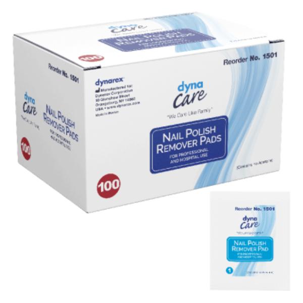 Dynarex Nail Polish Remover Pads, No Acetone, 10/100/cs 1501