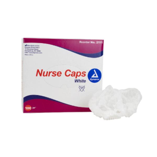 Dynarex Nurse Cap O.R., 21", White, 5/100/cs 2101