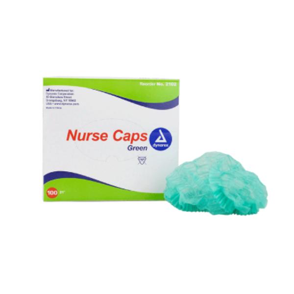 Dynarex Nurse Cap O.R., 21", Green, 5/100/cs 2102