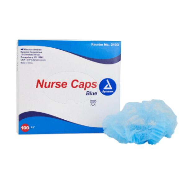Dynarex Nurse Cap O.R., 21", Blue, 5/100/cs 2103
