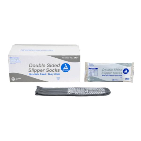 Dynarex Double Sided Slipper Socks, XX-Large, Gray, 48/cs 2194