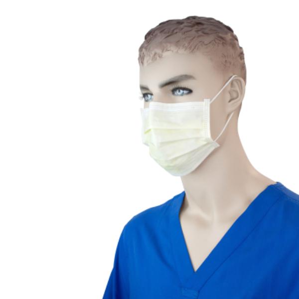 Dynarex Isolation Mask w/ Ear Loop, Yellow, 12/50/cs 2208
