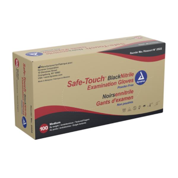 Dynarex Safe-Touch Black Nitrile Exam Gloves, Medium, Black, Powder ...