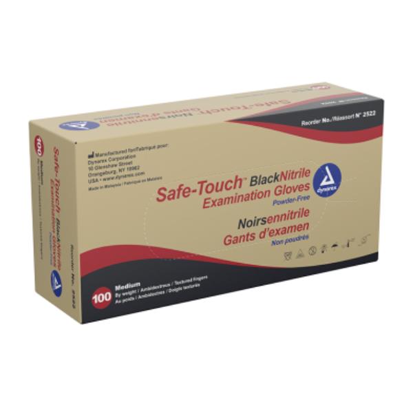 Dynarex Safe-Touch Black Nitrile Exam Gloves, Large, Powder-Free, Black ...
