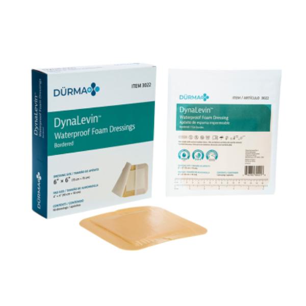 Dynarex DynaLevin - Waterproof Adhesive Bordered Foam, 6" x 6", 12/10 ...