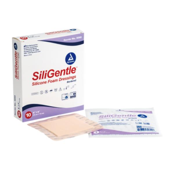 Dynarex SiliGentle - Silicone Bordered Foam Dressing, 6" x 6", 12/10/cs ...