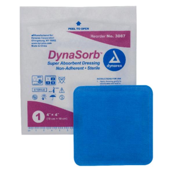 Dynarex DynaSorb - Super Absorbent Dressing, Non-Adhering, 4" x 4", 12 ...