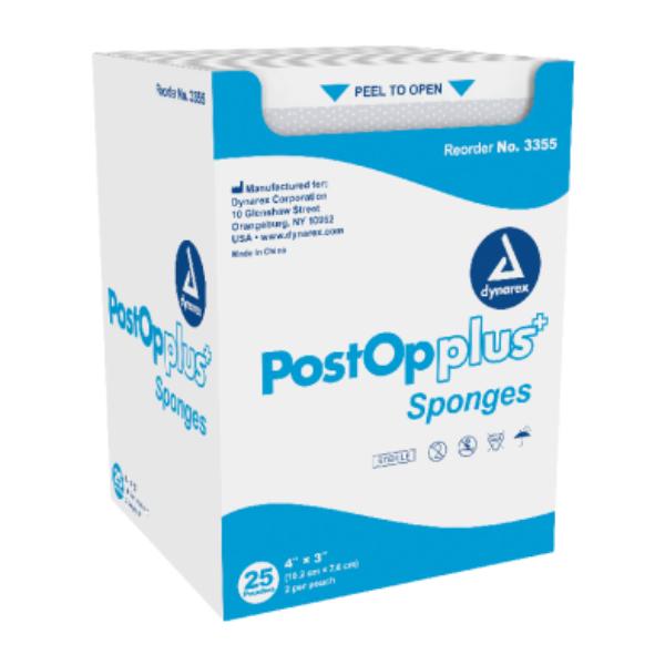 Dynarex Post Op Plus Sponge, 4" x 3", 24/25/cs 3355