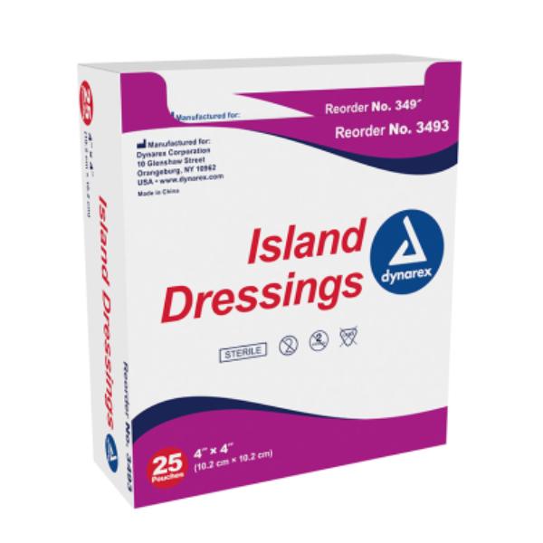 Dynarex Island Dressing Sterile, 4" x 4", 6/25/cs 3493