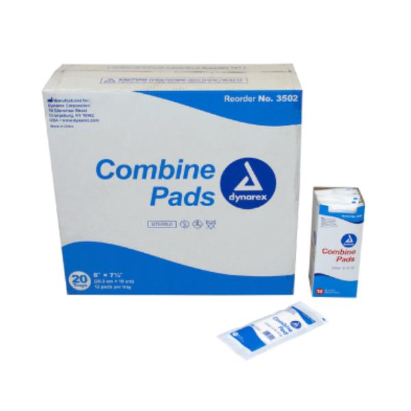 Dynarex Combine Pads 1/pouch - Sterile, 8" x 7.5", 20/12/cs 3502