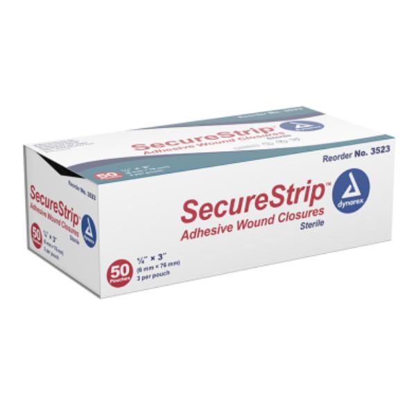 Dynarex SecureStrip Adhesive Wound Closures - Sterile, 1/4" x 3", 4/50 ...