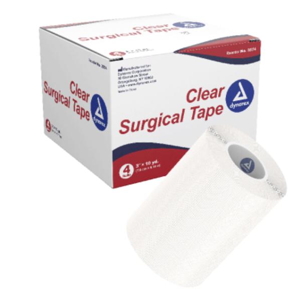 Dynarex Clear Surgical Tape, 3" x 10 yd, 12/4/cs 3574