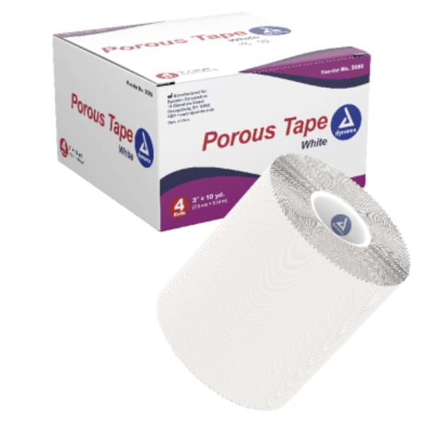 Dynarex Porous Tape, 3" x 10 yd, 12/4/cs 3589