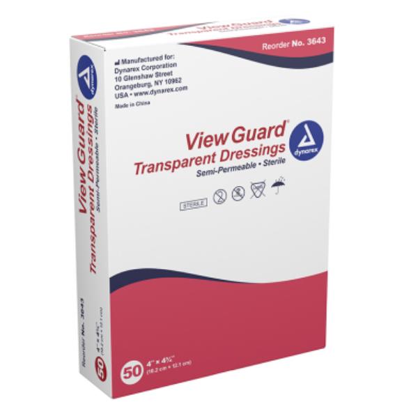 Dynarex View Guard Transparent Dressings - Sterile, 4" x 4 3/4", 4/50 ...