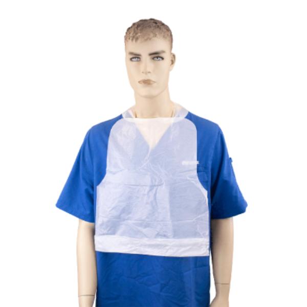 Dynarex Polyethelene Bibs Crumb Catch 3" Pocket, 15" x 20", 4/500/cs 4401